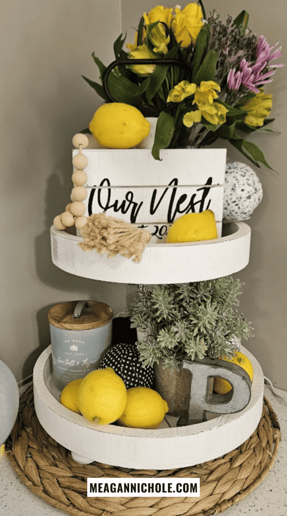 $15 Italian Themed Centerpiece with Lemons and Grocery Store Flowers