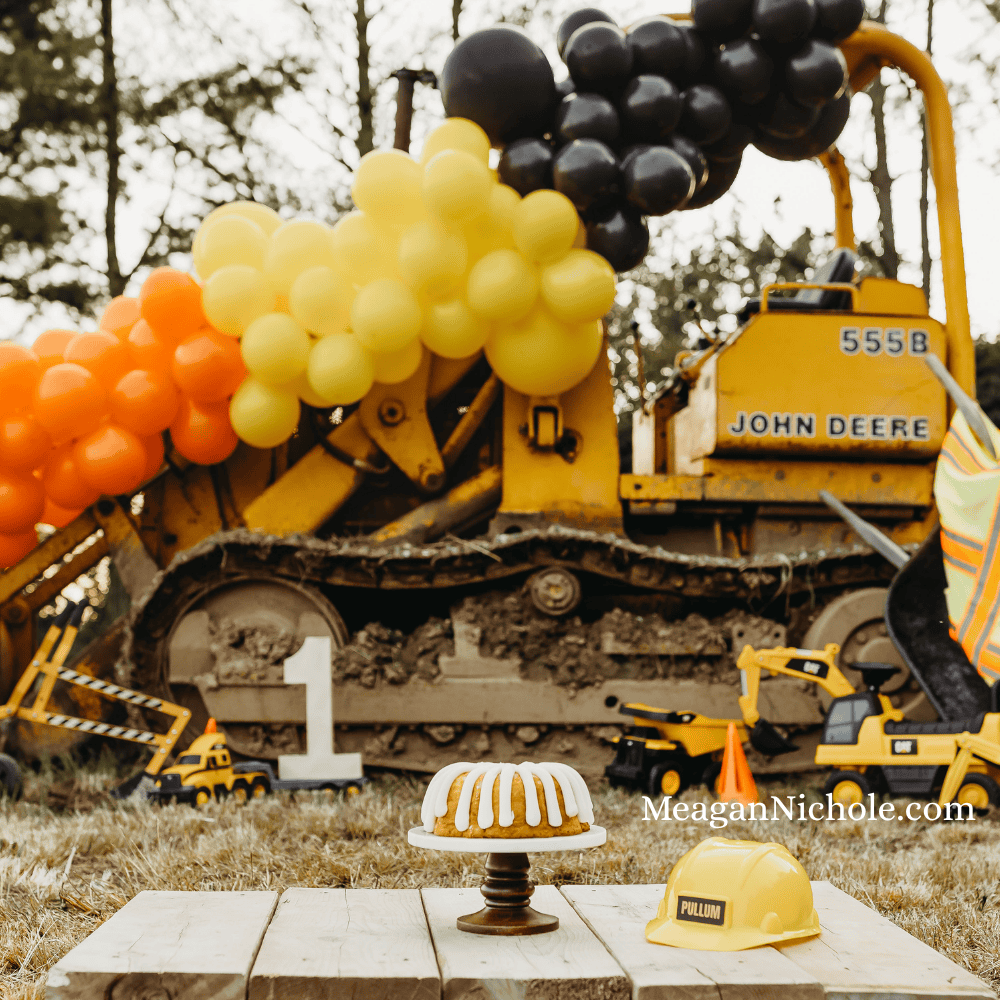 Construction Themed Cake Smash: DIY Outdoor Setup for a First Birthday